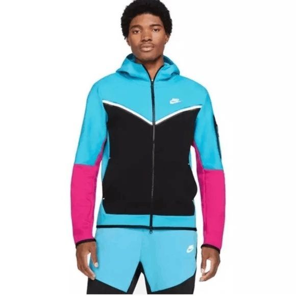 Shirts | Nike Sportswear Tech Fleece Hoodie Blue Furypinkblackwhite ...